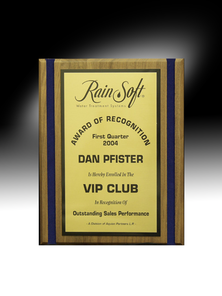 RainSoft VIP Club Custom Plaque | Lane Award
