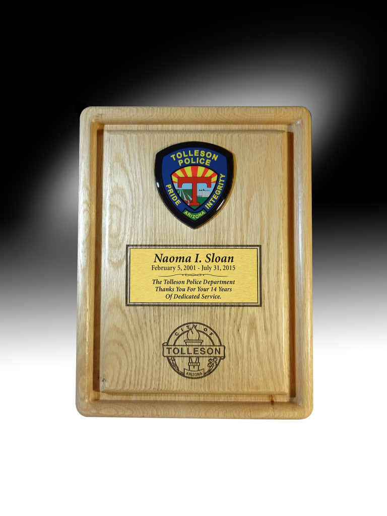 Tolleson Police Plaque | Lane Award
